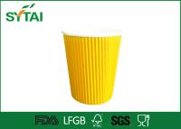 China 8oz Ripple Paper Cups With Lids / Airlines Thermal Disposable Cups For Cappuccino for sale