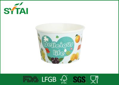 China Recycle Blue Paper Ice Cream Cups Disposable Salad Bowls With Lids Spoon for sale