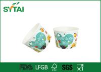 China Recycle Blue Paper Ice Cream Cups Disposable Salad Bowls With Lids Spoon for sale