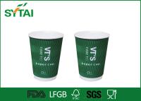 China Green S Tea Disposable Paper Coffee Cups With Lids , Triple Walled for sale