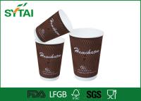 China Kraft Triple Layer Brown Paper Coffee Cups / Recyclable Disposable Cups for sale