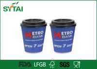 China Eco 8oz 12oz Blue Disposable Cup Printing White Or Black Lids for sale