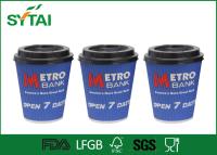 China Eco 8oz 12oz Blue Disposable Cup Printing White Or Black Lids for sale