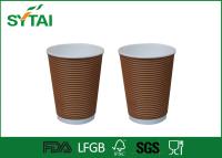 China Biodegradable Ripple Paper Cups / 12oz Insulated Paper Coffee Cups With Lids for sale
