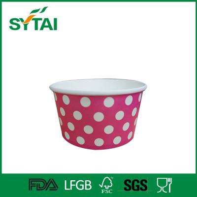 China 12oz Printed Paper Ice Cream Cups Pe Coated Customized Insulated Cups Pink for sale