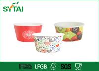 China 9oz Logo Printed Double PE Disposable Paper Ice Cream Cups / Yogurt Cups with Lids for sale
