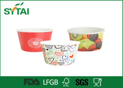 China 9oz Logo Printed Double PE Disposable Paper Ice Cream Cups / Yogurt Cups with Lids for sale