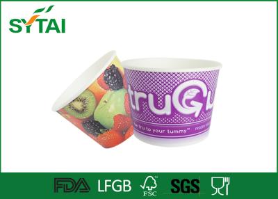 China 12oz Logo Printed Yogurt ice cream paper cups with lids , FDA for sale