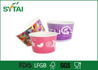 China 12oz Logo Printed Yogurt ice cream paper cups with lids , FDA for sale