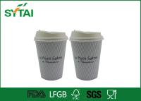 China Good Heat insulated paper coffee cups with lids , Corrugated large disposable cups 12oz for sale