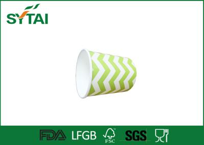 China Green And White Wavy Pattern ice cream cups paper , disposable ice cream bowls for sale