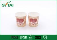 China Red Love Heart Pattern Single Wall Paper Cups , Cute Customised Disposable Cups for sale
