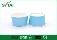 China Blue Logo Recycled Ice Cream Paper Cups , Customizea Disposable Ice Cream Bowls for sale