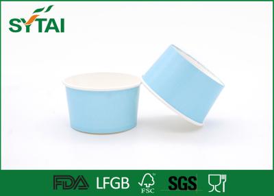 China Blue Logo Recycled Ice Cream Paper Cups , Customizea Disposable Ice Cream Bowls for sale