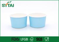 China Blue Logo Recycled Ice Cream Paper Cups , Customizea Disposable Ice Cream Bowls for sale