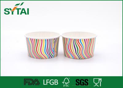 China Stripe Pattern Paper Ice Cream Cups , Disposable Ice Cream Cups Customized for sale