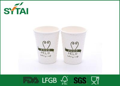 China Eco - friendly White Embossing Paper Cup With Green Love Design Printed for sale