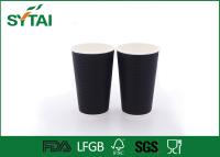 China Black Horizontal Stripes Ripple Paper Cup , Impervious Disposable Paper Cup for sale