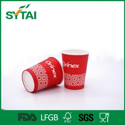 China Beverage  Disposable Single Wall Paper Cups Unique Red Color  Environmental Re - Use for sale