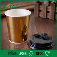China Custom disposable cups for hot drinks , Hot Coffee Paper Cups Gold / Sliver color for sale