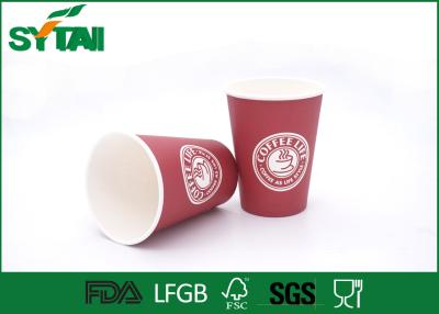 China Red Color Single Wall Paper Cups / Disposable Paper Cups With Lids , SGS FDA Certification for sale