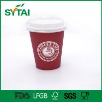 China Red Color Single Wall Paper Cups / Disposable Paper Cups With Lids , SGS FDA Certification for sale