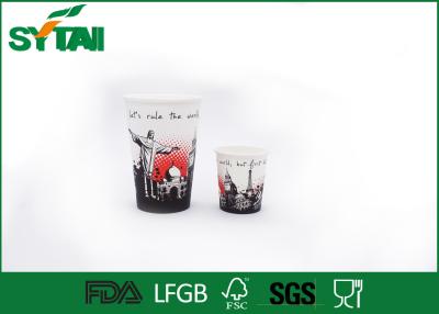 China PE Disposable Takeaway Coffee Cups 12oz With Lid For Hot / Cold Drink , Offset Print for sale