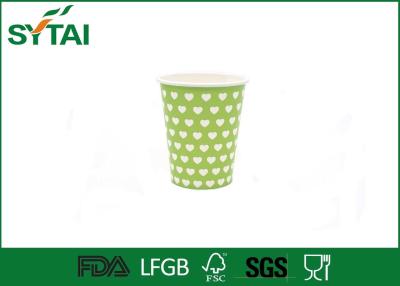 China Beverage Green Like Dotted Single Wall Paper Cups Disposable Love Printing for sale