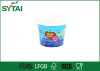 China Blue Colorful Paper Ice Cream Cups , Biodegradable custom printed ice cream cups for sale