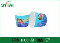 China Blue Colorful Paper Ice Cream Cups , Biodegradable custom printed ice cream cups for sale