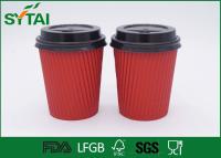 China Takeaway Hot Drinking Ripple Paper Cups Disposable With Lids , Custom Logo for sale