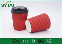 China Takeaway Hot Drinking Ripple Paper Cups Disposable With Lids , Custom Logo for sale