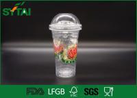 China Middle Size Disposable Plastic Tea Cups With Dome Lids , Custom Logo Printed for sale