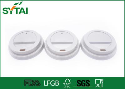 China Biodegradable Plastic Paper Cup Covers , Disposable Cup Lids Shapes Customized for sale