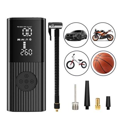China Portable Air Compressor Cordless Tire Inflator With LED Display And Power Bank for sale