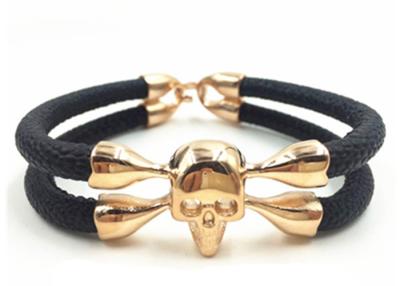 China Skeleton Leather Bracelet For Men And Women Fashion Stingray Leather Skull Bracelets Jewelry for sale