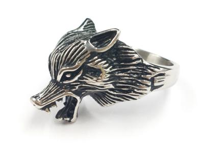 China Latest Design Custom 316L Stainless Steel Punk Fox Animal Shape Ring for sale