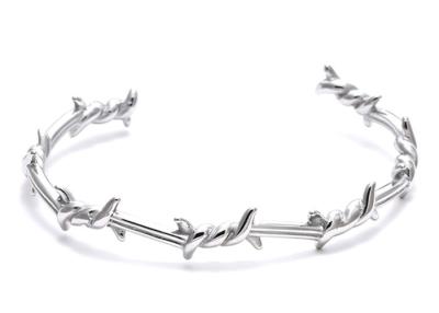China Metal Unisex Brass Stainless Steel PVD Plated Twinde Thorn Bramble Cuff Bangle Gift Rattan for sale