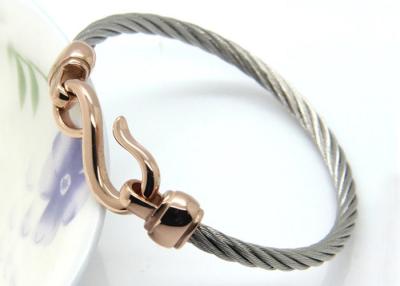China Fashion Jewelry Two Tone Wrap Gold Silver Stainless Steel Mens Bracelets And Bangles With Hook for sale