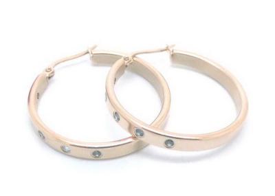 China Simple Pink Gold Plated Flat Stainless Steel Hoop Earrings With Magnetic Balls for sale