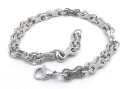 China Adjustable Silver Stainless Steel Bangle Bracelets With Double Bone Charms Link for sale