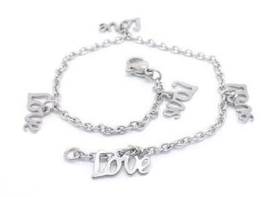 China Silver Five Pieces Word Of Love Charm Anklet Bracelet Stainless Steel Jewelry For Ladies for sale