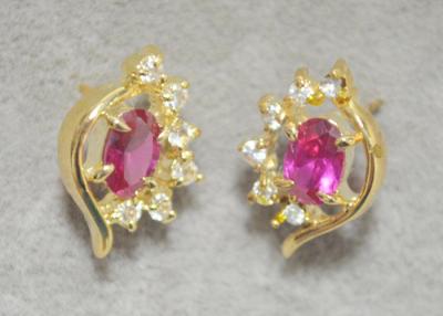 China Unique Clear Fushia Sterling Silver Cz Stud Earrings Gold Plated Eye Of Princess for sale