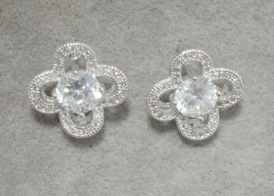 China Pave Set Cross Stud Sterling Silver Earrings For Ladies With Clear CZ Flower Heart for sale