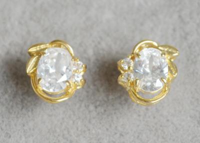 China Laurel Crown Sterling Silver Earrings , Custom Fashion Jewelry Zircon Stud Earrings for sale