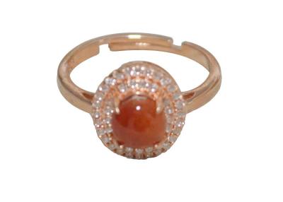 China Long Oval Amber 925 Sterling Silver Rings For Women , Gold Plated Fashion Rings for sale