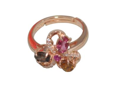 China Large 14K Gold Plated 925 Sterling Silver Rings Of Three Leaf Shamrock Flower for sale