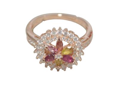China Personalized CZ 925 Sterling Silver Rings Jewelry In Six Petal Flower Shape for sale