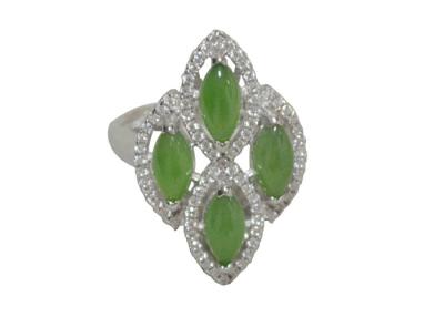 China Byzantine Ladies Sterling Silver Rings , Horse Eye Tower Green Jade Ring 925 Jewelry for sale