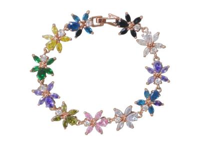 China Flower Sterling Silver Bangle Bracelets Chain for sale